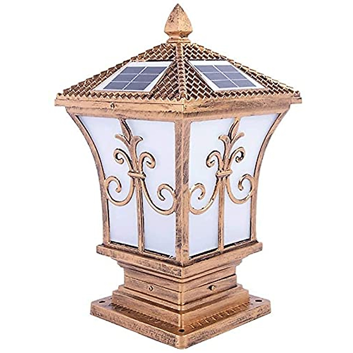 Outdoor Lamp Post Light Fixture Exterior Pole Lantern Solar Waterproof Column Headlights, Home Garden Community Lawn Lights, Die-cast Aluminum Anti-rust Lighting Lights,acrylic Lamp Shade Landscape Li