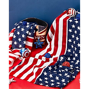 Tarpop 2 Pcs American Flag Patriotic Scarf Chiffon US Flag Scarf Long 4th of July Scarf Flag Shawl Independence Day(Bright Style)