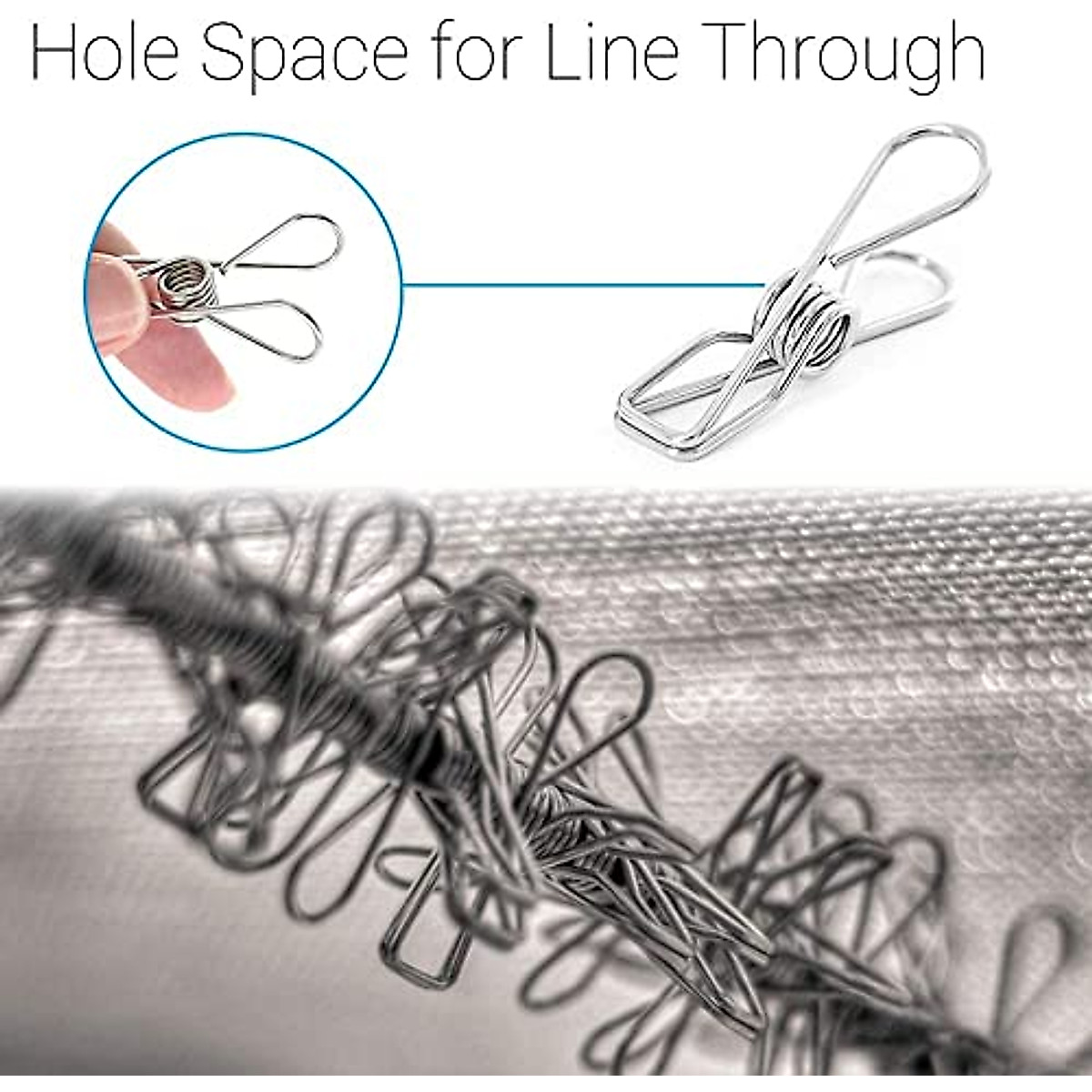 H&W 66pcs Chip Clips, Small Stainless Steel Clothes pins Clips for Laundry, Food Package, Chips Bag, Photos, Parper, 2 Inch