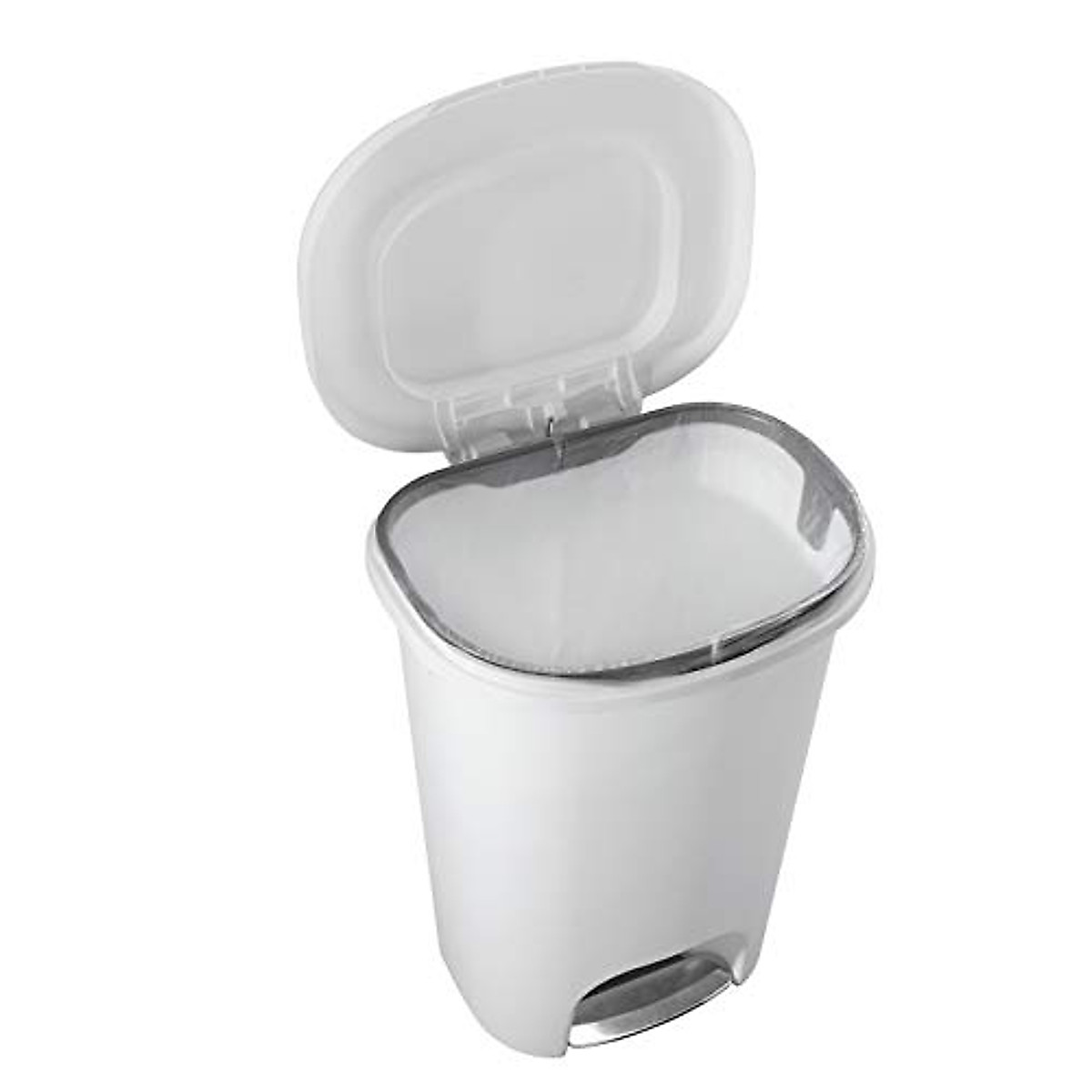 Rubbermaid Classic 13 Gallon Premium Step-On Trash Can with Lid and Stainless-Steel Pedal, White Waste Bin for Kitchen