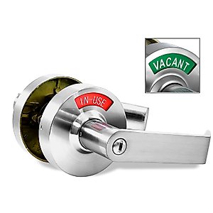 VIZILOK Privacy Indicator Lock and Lever C3FK, Large in-USE or Vacant Indicator, Durable ANSI GRADE2 comp, Perfect for Public restrooms Including Restaurants, Hospitals, Medical Offices. Satin Chrome