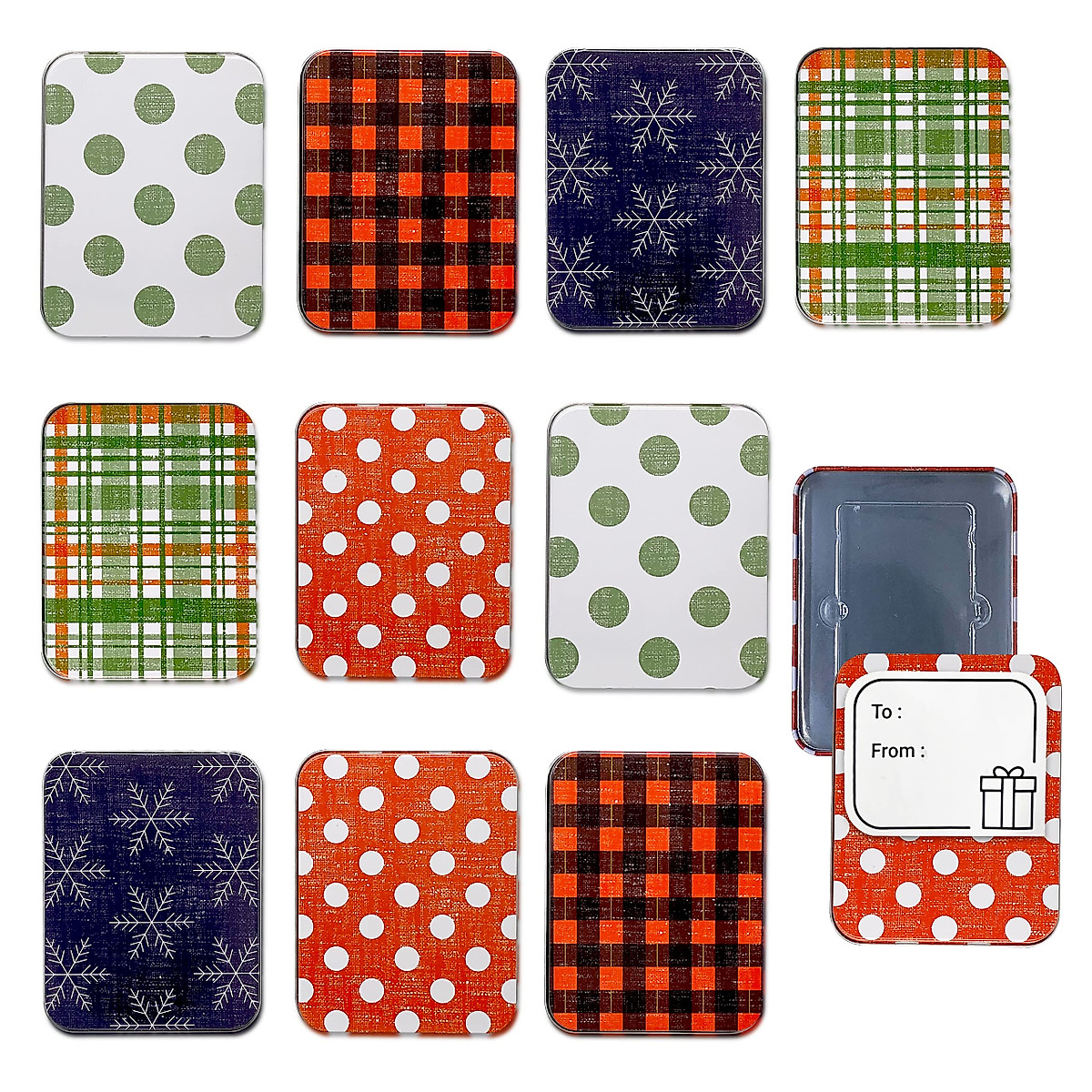 WDS Premium Gift Card Holders Tins for Christmas - 10 Rustic Metal Tin Boxes Holders with Lids for Gift Cards & Money - Box Perfect for Birthday Valentine's Easter - Custom Boxed for Easy Gift Giving