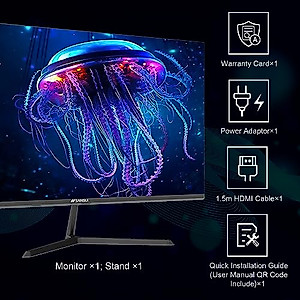 SANSUI 24 inch Monitor, IPS Display Computer Monitor with Built-in Speakers, 100Hz Monitor VESA Mount with DisplayPort HDMI VGA Inputs, FHD Monitor for Home Office (ES-24x3A HDMI Cable Included)