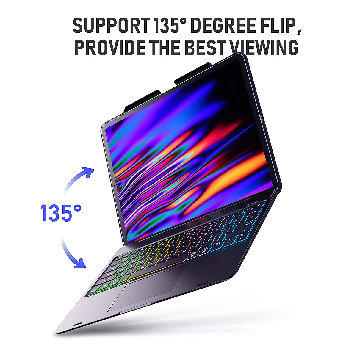 Touchpad Keyboard Case for iPad Pro 12.9 inch 2021 5th Generation / 2020 4th Gen / 2018 3rd Gen, iPad Pro 12.9 Case with Wireless Bluetooth Backlight Keyboard - Pencil Holder Included (Black)