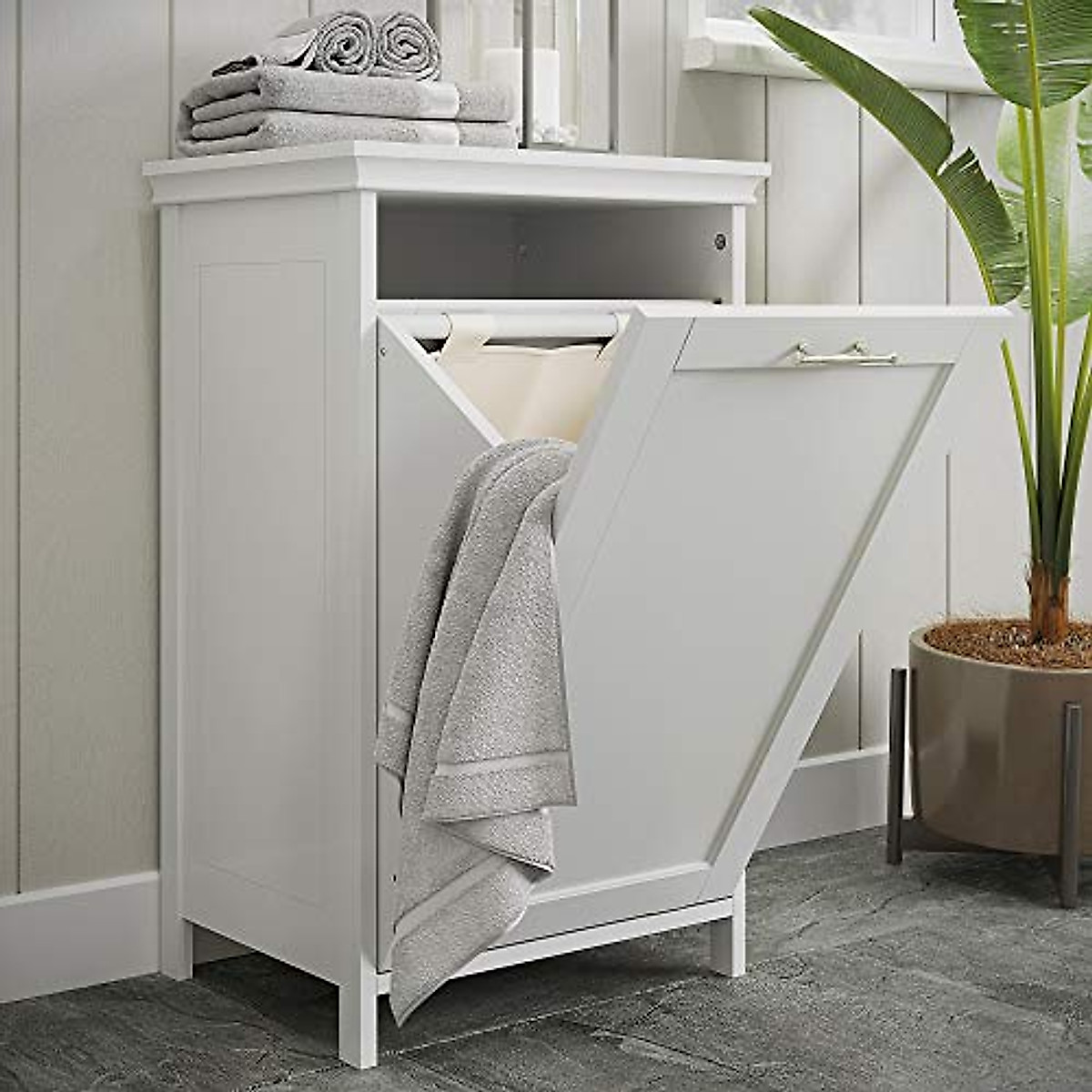 Somerset Tilt-Out Laundry Hamper, White