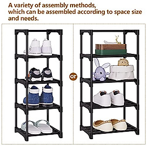 Calmootey 4-Tie Shoe Rack,Shoe Shelf Storage Organizer,Entryway,Bedroom,Black