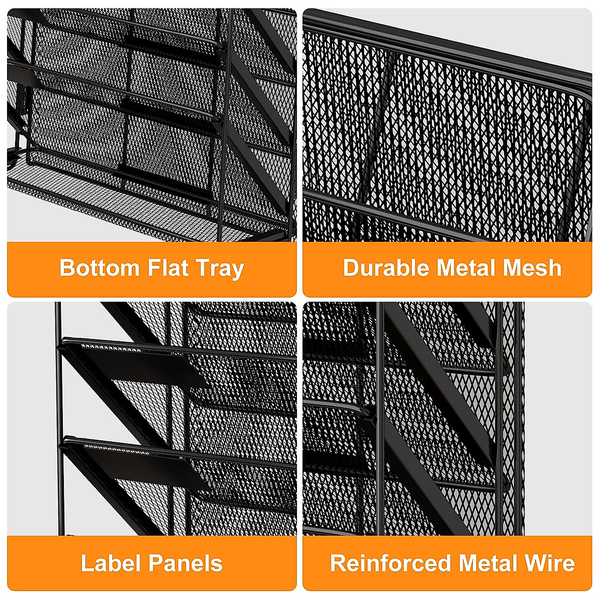 Kuntine.B 7-Tier Hanging File Organizer Vertical Wall File Organizer Wall File Holder, Mesh Magazine Rack Mail Document Organizer for Office School Home (Black, 1 Pack)