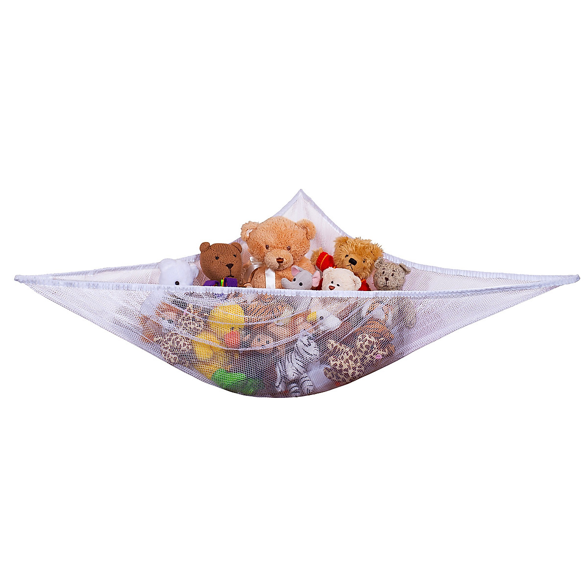 Jumbo Toy Hammock - Organize Stuffed Animals or Children's Toys with The mesh Hammock. Looks Great with Any décor While neatly organizing Kid’s Toys and Stuffed Animals. Expands to 5.5 feet - White