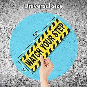 2 PC Watch Your Step - 10x3 Watch Your Step Floor Sticker - Watch Your Step Sticker - Caution Stickers - Watch Your Step Sign for Floor Outdoor/Indoor