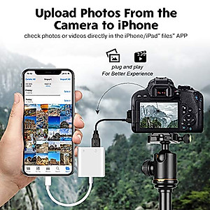 SUNTRSI USB Camera Adapter, USB Female OTG Adapter for iPhone iPad, Portable USB Adapter for iPhone with Charging Port, No Application, Plug and Play