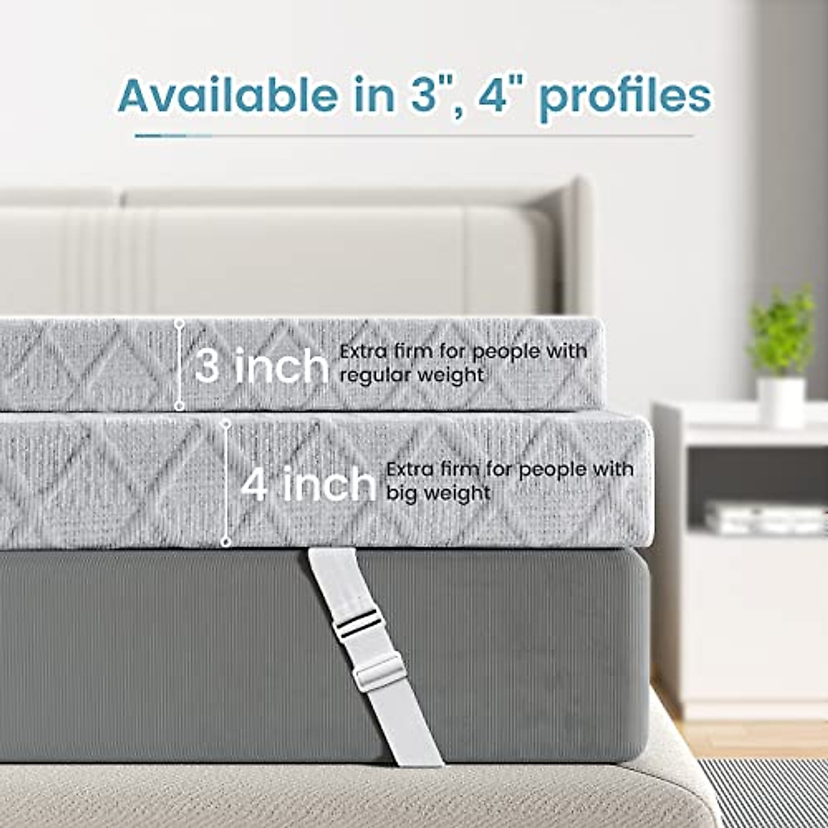 Sleepmax 4 Inch Firm Mattress Topper Queen Size - Firm to Extra Firm Memory Foam Bed Topper - Relieve Back Pain - High Density Foam Mattress Pad with Skin-Friendly Cover