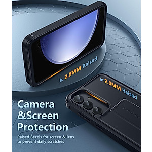 FNTCASE for Samsung Galaxy S23-FE Case: Military Grade Drop & Shock Protection Cell Phone Cover with Kickstand | Heavy Duty Rugged Phonecase Protective Bumper Textured(Black)