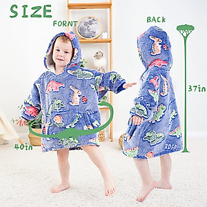 KIVEE Cute Wearable Blanket Hoodie Kids Toddlers Dinosaur Sweatshirt Blanket with Giant Pocket Glow in the Dark Dino Hooded Blanket Girl Boy Birthday Dinosaur Gifts