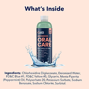 Vets Preferred Oral Care Water Additive for Dogs - Healthy Mouth Dog Breath Freshener Mouthwash - Fights Bad Breath, Removes Plaque and Tartar - Prevents Gum Disease - Mild Mint Flavor