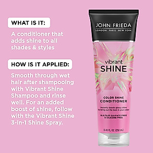 John Frieda Vibrant Shine Shampoo, Hydrating Conditioner with Rosehip Oil for Glossy & Shiny Hair, Enhances Shine for Radiant, Glossy Hair Across All Shades, Styles, & Textures. 8.45 Oz