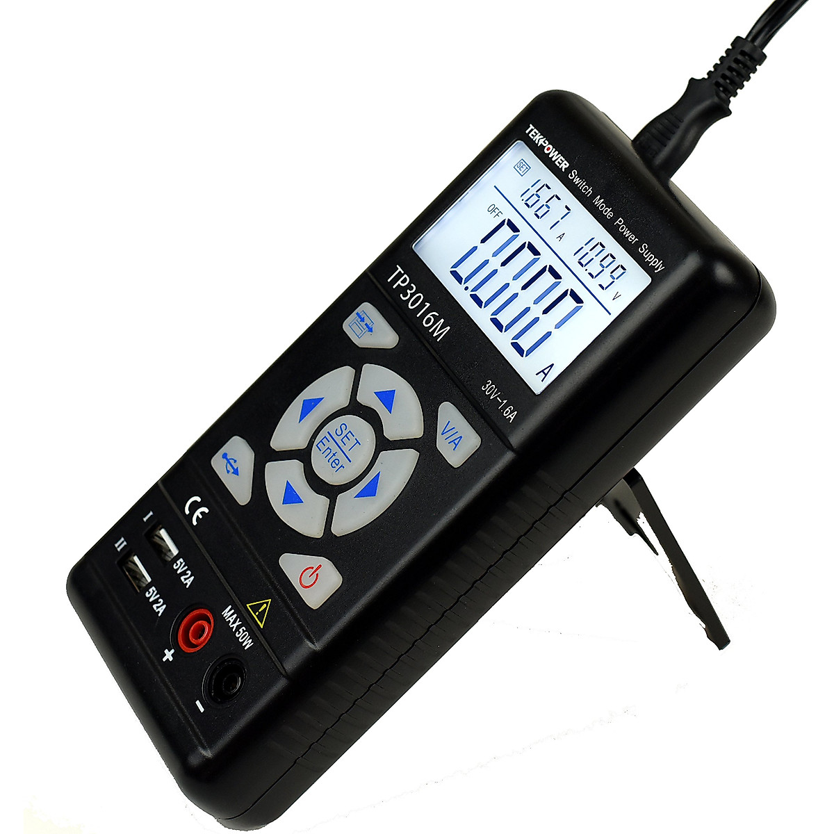 Tekpower TP3016M Portable Handheld Variable DC Power Supply with USB Port 0.3V - 12V @ 0-3.75A or 0.3V-30V@ 1.6A with VC and CC Control