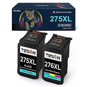 TESEN 275XL 276XL Remanufactured Ink Cartridge Replacement for Canon PG-275XL CL-276XL 275 276 XL Use with Canon PIXMA TS3500 TS3520 TS3522 TR4720 TR4722 TR4700 Printer (1 Black+1 Color Combo)