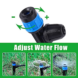 Drip Irrigation Emitters with Adjustable 360 Degree Water Flow Drippers Sprayer for 1/4 inch Tubing, Garden Drippers Sprayer Perfect for House Garden Watering System. (25pcs-Blue 360 Degree Sprayer)