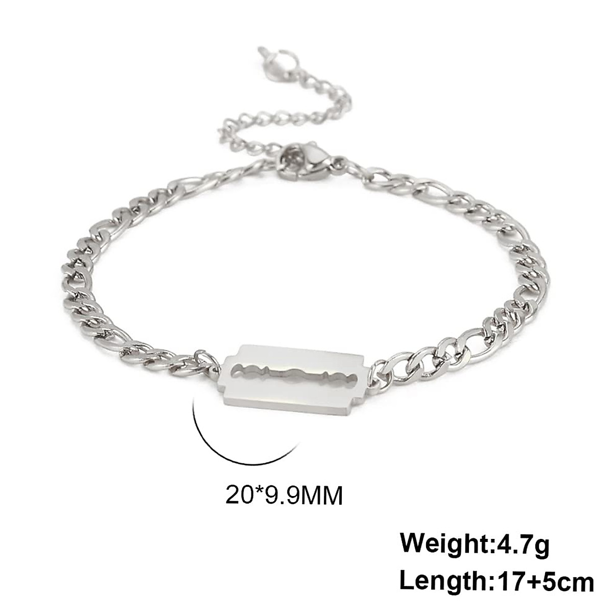 EUEAVAN Punk Stainless Steel Razor Blade Bracelet Personalize Hip Hop Dog Tag Couple Bracelet Women's Bracelets