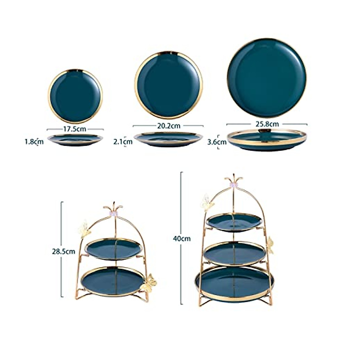 Tiered Tray Dessert Table, Commercial Dessert Table, Cake Temporary Cake Display Shelf, Family Living Room, Tea Table, Fruit Tray Display Shelf Tower Tray (Color : E, Size : Three floors)