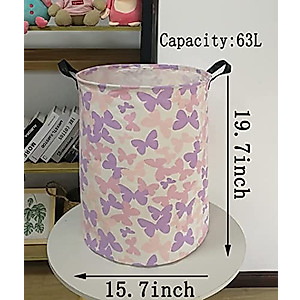 ACMUUNI Butterfly Storage Basket Canvas Laundry Basket Foldable Waterproof Large Storage Baskets for Kids Boys and Girls, Office, Bedroom, Clothes,Toys