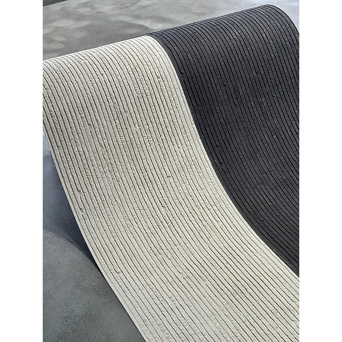 Ribbed Textured Stone Flexible Wall Cladding Panels, Beige and Black