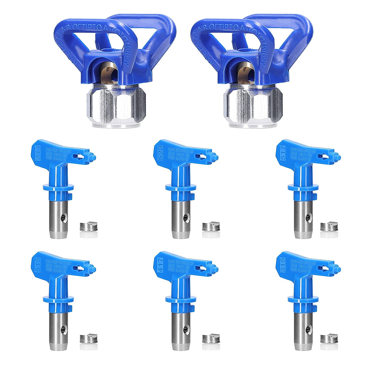 Spray Tips for Airless Sprayer, Geevorks Reversible Airless Paint Sprayer Nozzle Tips 6 Pieces with 2PCS Nozzle Seats, Airless Paint Spray Guns Nozzles Set