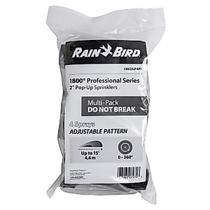 Rain Bird 1802AP4PK Professional Pop-Up Sprinkler, Adjustable 0 - 360° Pattern, 8' - 15' Spray Distance, 2" Pop-up Height, 4-Pack