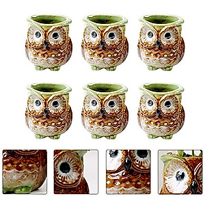 Cabilock 6 Pcs Owl Flower Pot Owl Ceramic Succulent Planter Pots Window Planter Mini Flower Planter Mini Succulent Pot Window Flower Pot Bonsai Pot Succulent Vase Indoor Ceramics Animal