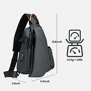 DWQOO Crossbody Sling Bag for men and women,Casual Daypack Shoulder bags Chest Bag, Travel Hiking Chest Daypack for 8" inch tablet,Grey