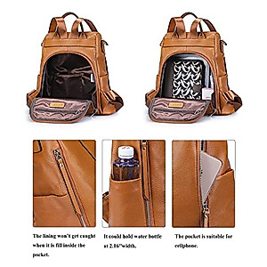 S-ZONE Women Soft Leather Backpack Antitheft Rucksack Ladies Shoulder Bag Medium