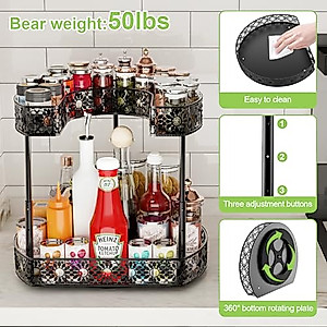 JBBTOOL 2 Tier Lazy Susan Organizer, Metal Turntable Spice Rack, 12-inch Adjustable Rotating Lazy Susan for Cabinet Pantry Kitchen Countertop Dining Table Cupboard Vanity Storage Bathroom