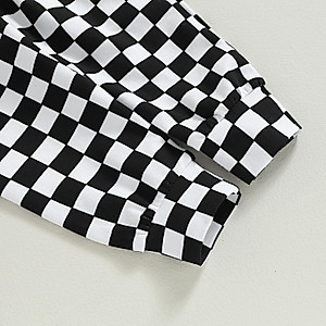 Toddler Baby Boy Halloween Outfit Ghost Print Sweatshirt Tops Checkerboard Pants Set Cute Infant Newborn Fall Clothes (White, 12-18 Months)