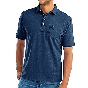 V VALANCH Mens Golf Polo Short Sleeves Performance Tennis Shirts Polyester Polo Shirts Business Polo(DeepIndigo,M=XL)