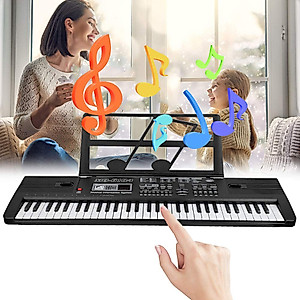 Electronic Keyboard for Beginners, Portable 61 Key Electronic Piano with USB LCD Display Microphone Score Holder,for Kids Adults