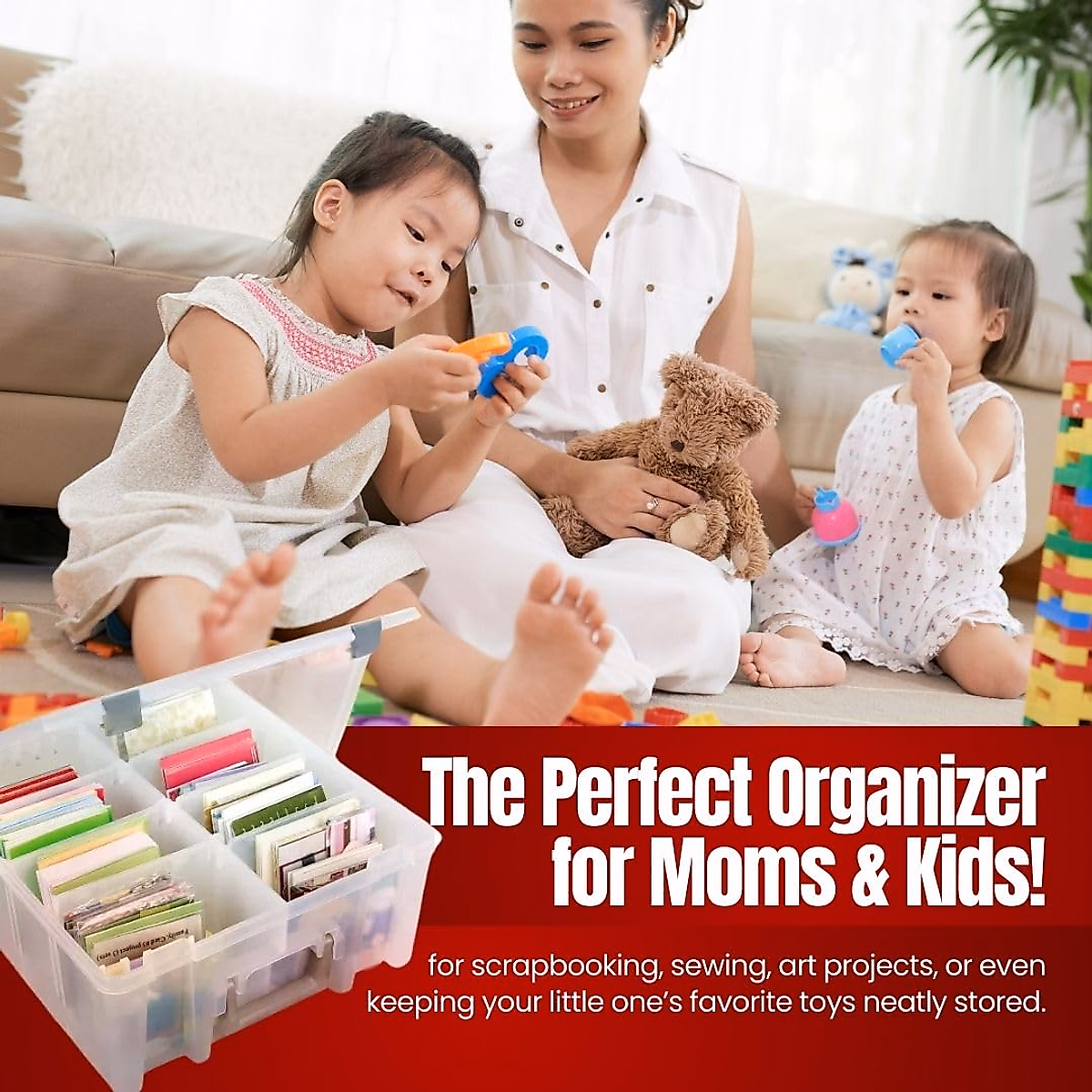 ArtBin 0365500 Super Satchel Double Deep, Portable Art & Craft Organizer with Handle, [1] Plastic Storage Case, Clear with Gold Accents, Clear & Gold