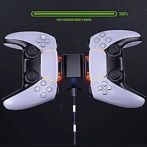 PS5 Controller Charger Station, Fast Charging Playstation 5 Controller Charging Station with LED Indicator Light and USB C Charger Cable