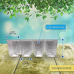 Pratico Outdoors 12 Cell Plastic Seed Starter Tray Kit, Clear, 5 Pack