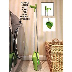 PortoTrash Broom and Dustpan Set for Home, Angled Broom and Upright Dustpan with Extendable Poles, Long Handle Broom and Dustpan Set for Kitchen, Portable Dustpan Combo for Sweeping RV