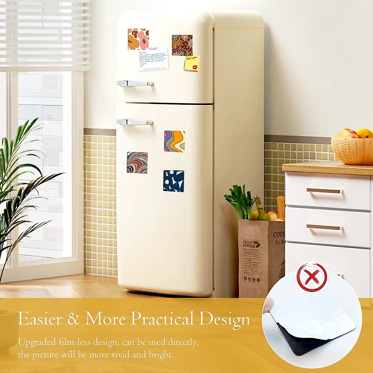 ZYNERY Sublimation Magnet Blanks 3x3 inch, 30Pcs Sublimation Blank Fridge Magnets Printable Photos, Personalized Sublimation Magnets for Refrigerator Decoration, Kitchen, Office, Wall