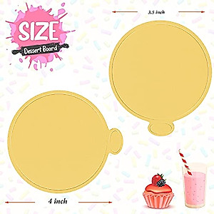 80 Pcs 3.5 Inch Mini Cake Boards Mousse Cupcake Base, Gold 9cm