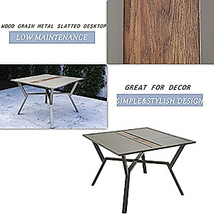 LOKATSE HOME 5 Pieces Patio Dining Set Metal Furniture Outside Swivel Chairs and Square Table, Beige