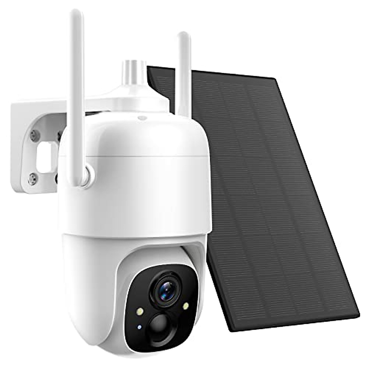 Allweviee Solar Security Cameras Wireless Outdoor, 2K 3MP Pan Tilt 355° View IP65 Waterproof Rechargeable Battery Powered PTZ WiFi Camera with PIR, Color Night Vision,2-Way Talk, 4dbi Antenna,Cloud/SD
