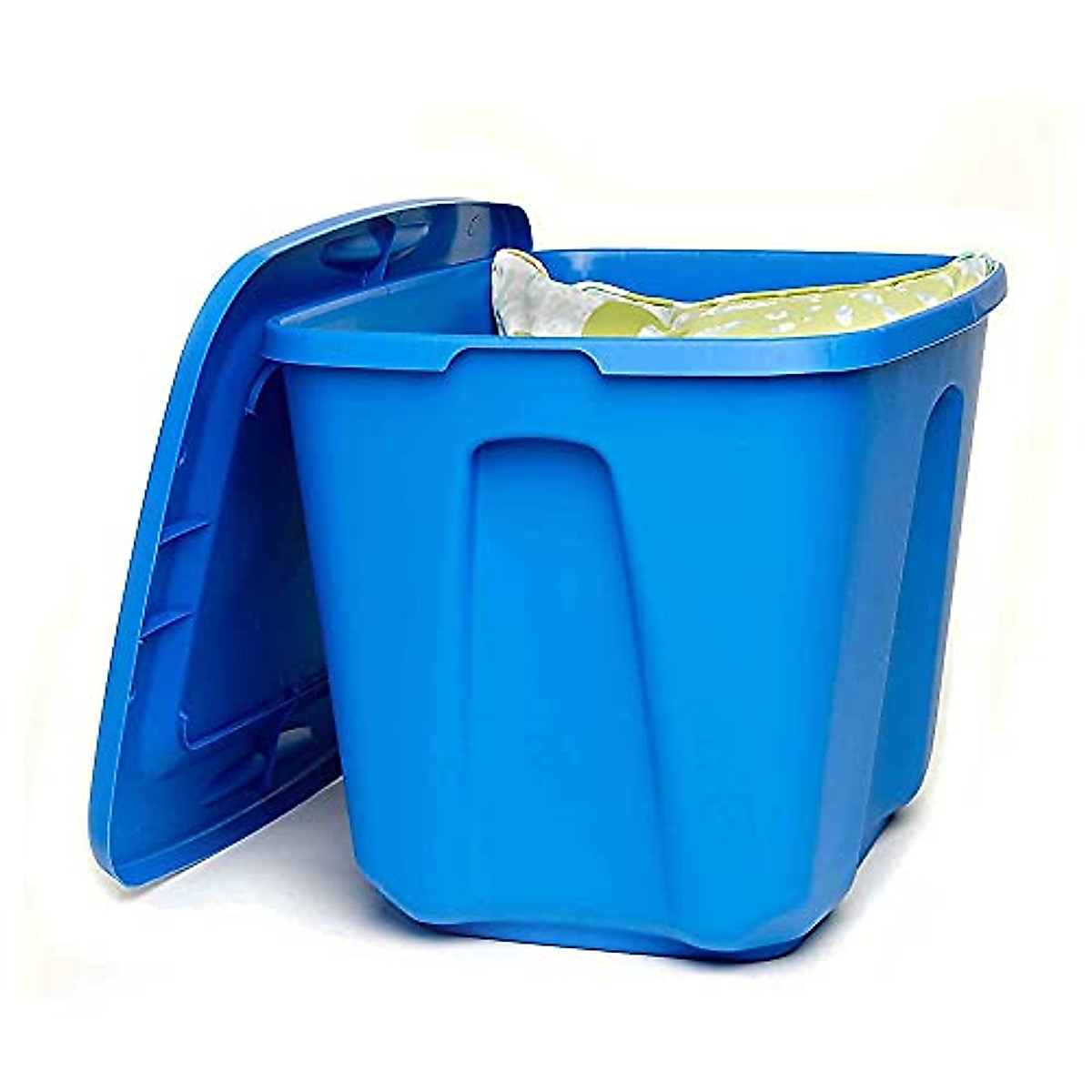 HOMZ 18 Gallon Medium Standard Stackable Plastic Storage Container Bin with Secure Snap Lid for Home Organization, Blue, 4 Pack