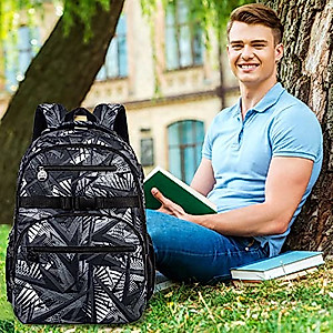 ZLYERT Laptop Backpack, 16 Inch School Bag College Bookbag, Anti Theft Daypack Bags and Lunch Bag Set, Water Resistant Backpacks for Teens Boys Men Students (Black