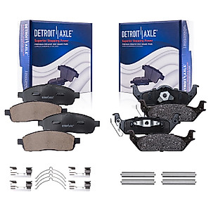 Detroit Axle - Brake Pads for 2004-2008 Ford F-150 Lincoln Mark LT, Ceramic Brake Pads w/Hardware Front & Rear 2005 2006 2007 Replacement Brakes