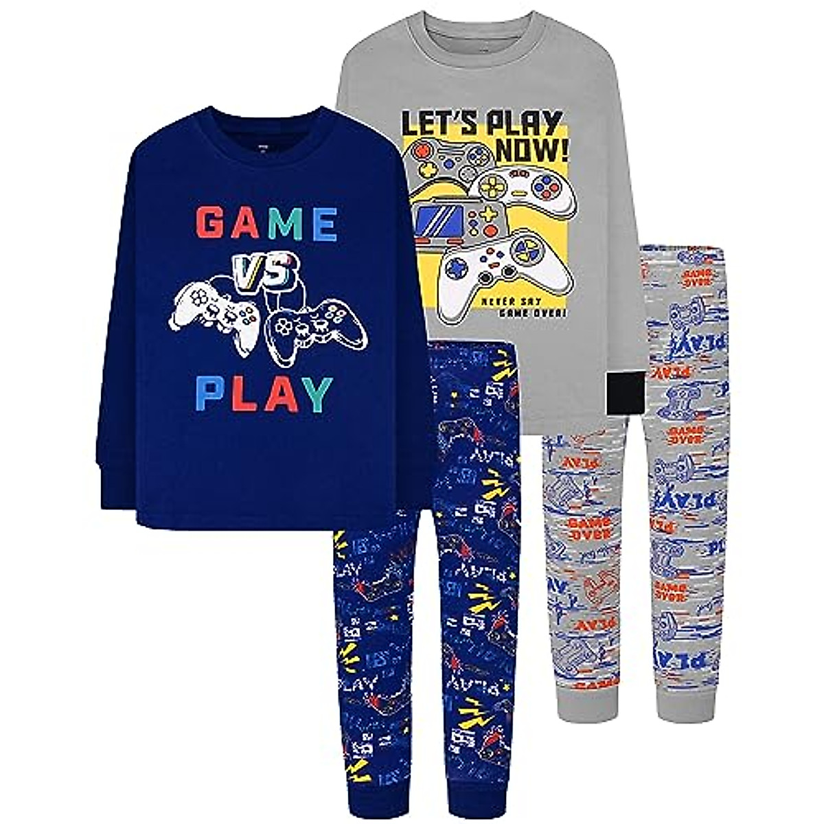 KOBERO Boys Pajamas Size 7 Long Sleeve Pjs for Boys 7t 100% Cotton Pj Sets Kids Sleepwear Child Gaming Themed Jammies Spring Clothes Medium, 6-7 Years Old