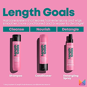 Matrix Length Goals Shampoo and Conditioner Set For Extensions - Softens & Nourishes Hair, Paraben Free and Detangling, For Natural Hair, Hair Extensions & Wigs