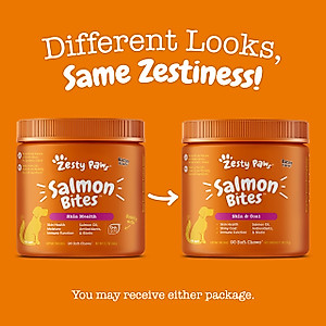 Zesty Paws Salmon Bites for Dogs - Omega 3 Fish Oil for Dogs Chews - Dog Allergy Relief Chews - Fish Oil for Dogs Joints - Itch Relief for Dogs - Dog Supplement for Arthritis - 90ct - Bacon Flavor
