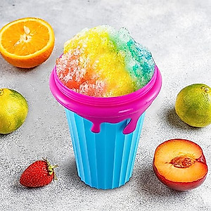 Double Layers Slushie Cup, DIY Homemade Squeeze Icy Cup, LEEVOT Frozen Magic Squeeze Slushy Maker Cup Turn Anything Into A Slushy